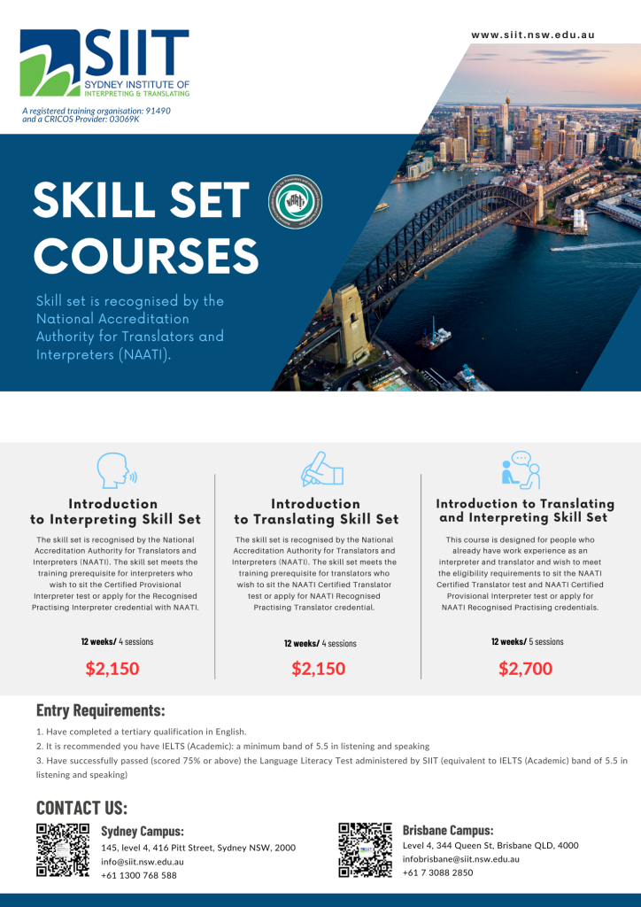 Skill Set (Interpreting and Translating) - Sydney Institute of ...